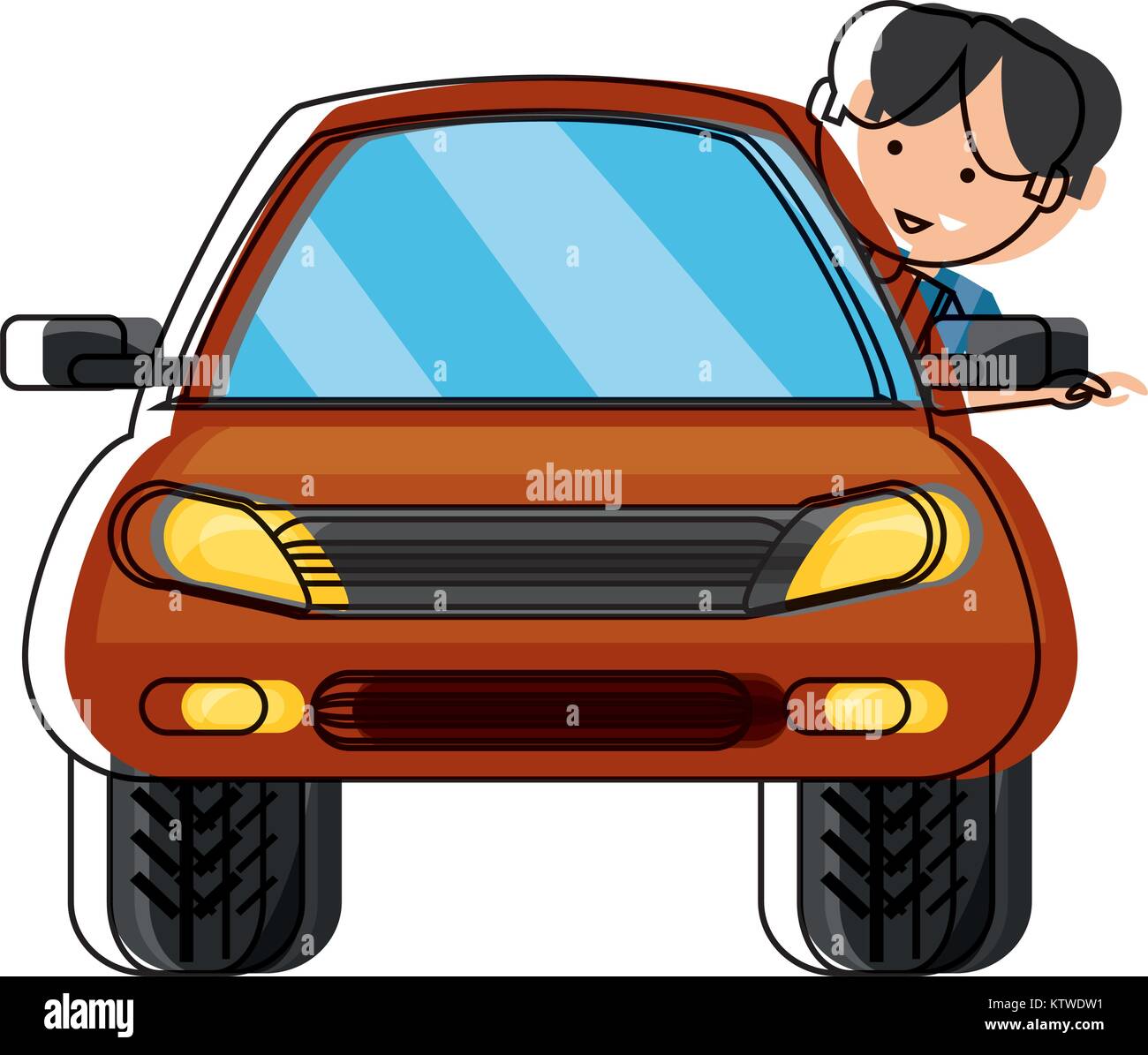 cartoon man and car icon Stock Vector Image & Art - Alamy