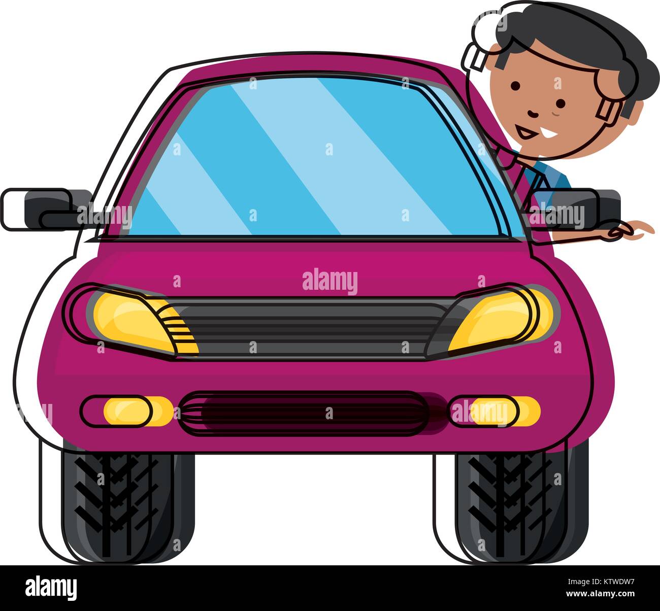 cartoon man and car icon Stock Vector Image & Art - Alamy