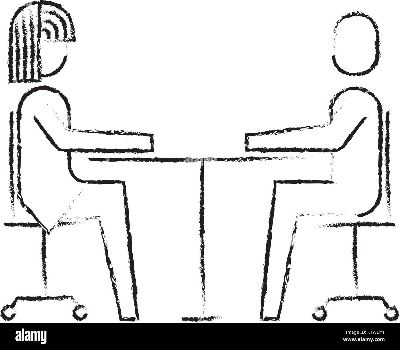 Young professional man woman talking Black and White Stock Photos ...