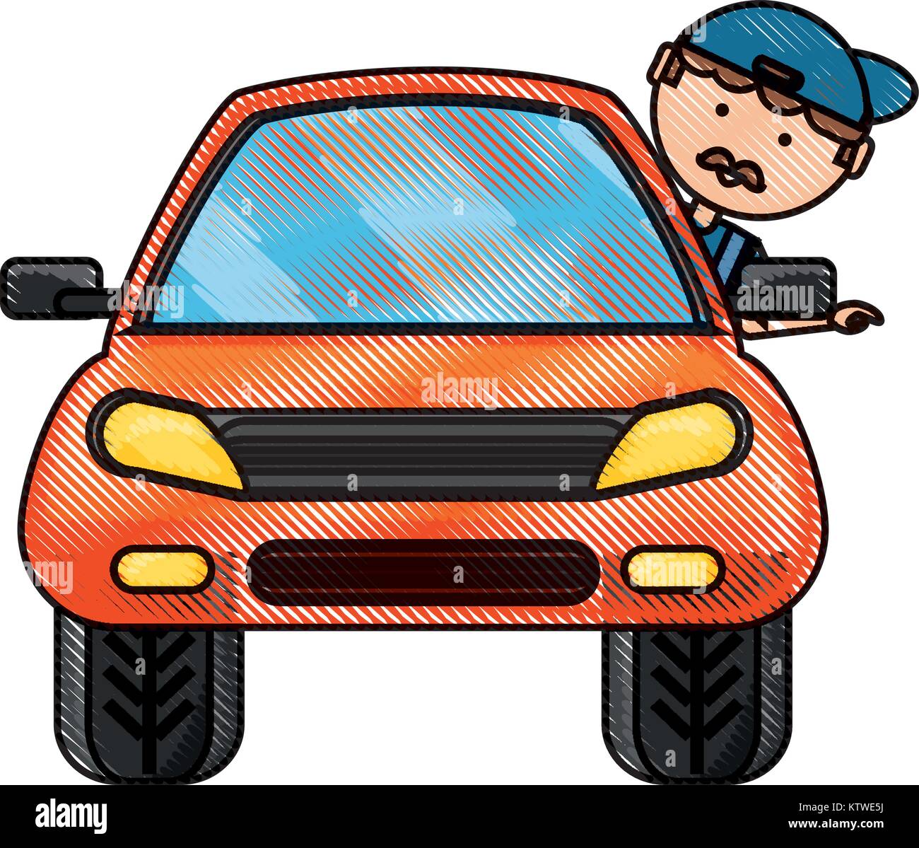 cartoon man and car icon Stock Vector Image & Art - Alamy