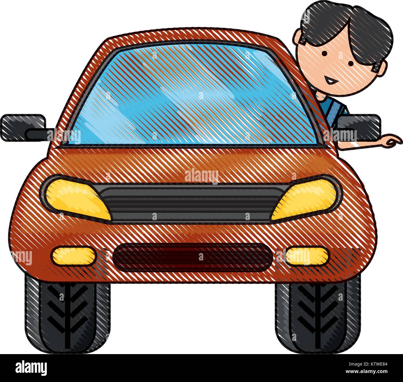 cartoon man and car icon Stock Vector Image & Art - Alamy