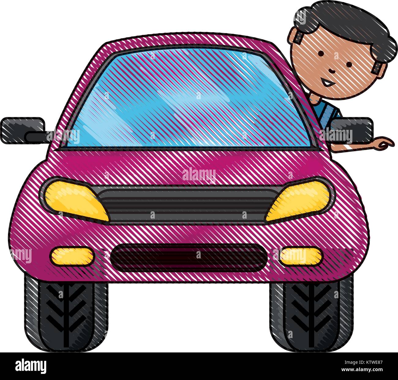 cartoon man and car icon Stock Vector Image & Art - Alamy