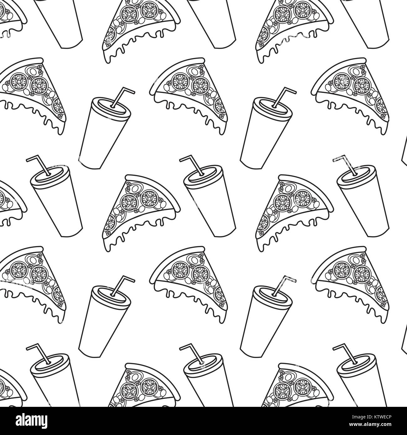 Pizza fries cola Black and White Stock Photos & Images - Alamy