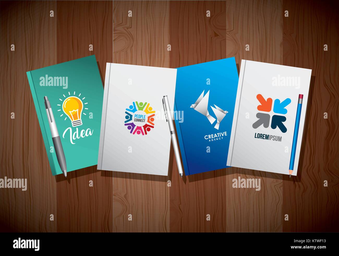 four diary and pens corporate identity template advertising business ...