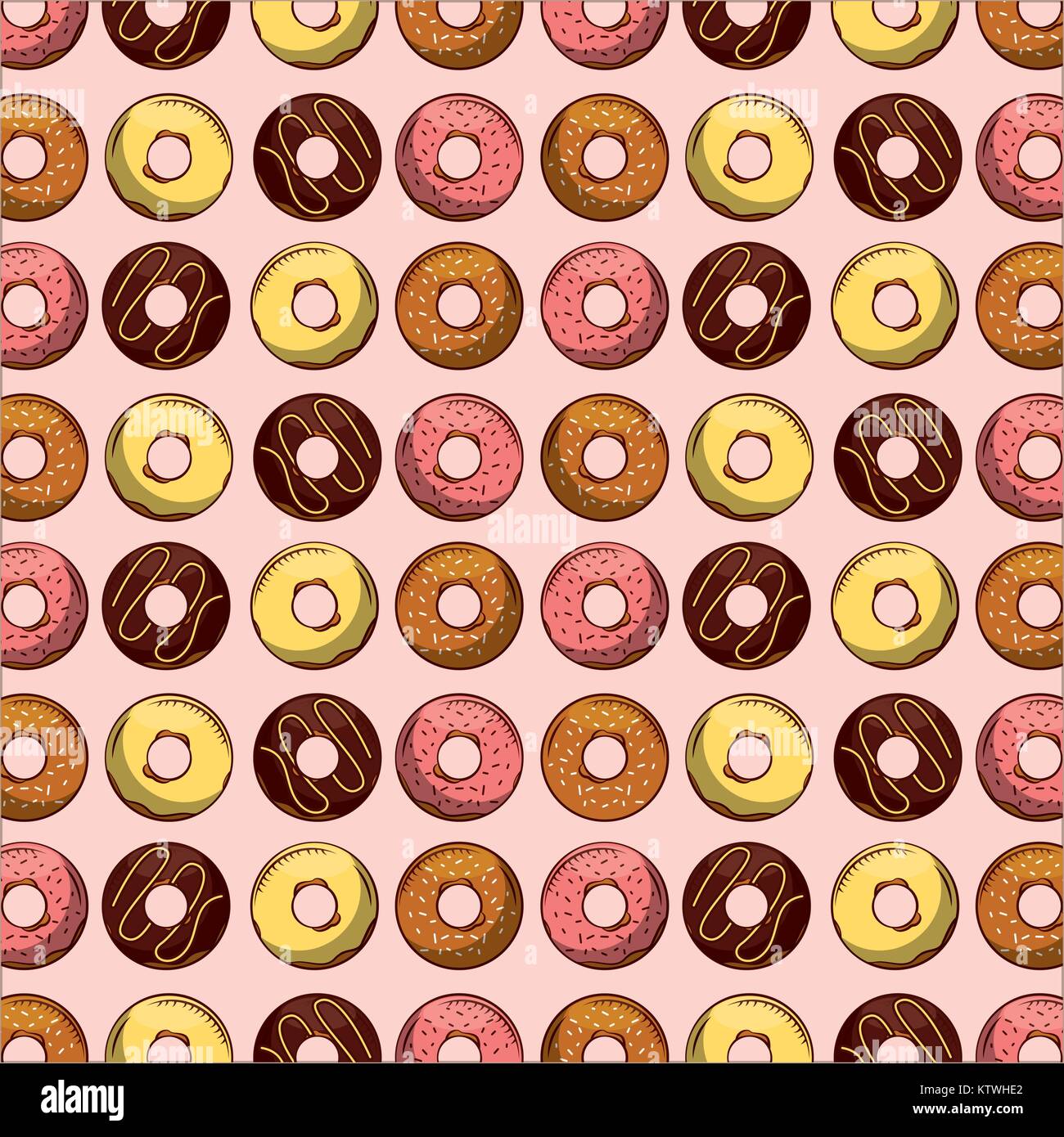 seamless pattern sweet dessert pastry donuts vector illustration Stock ...