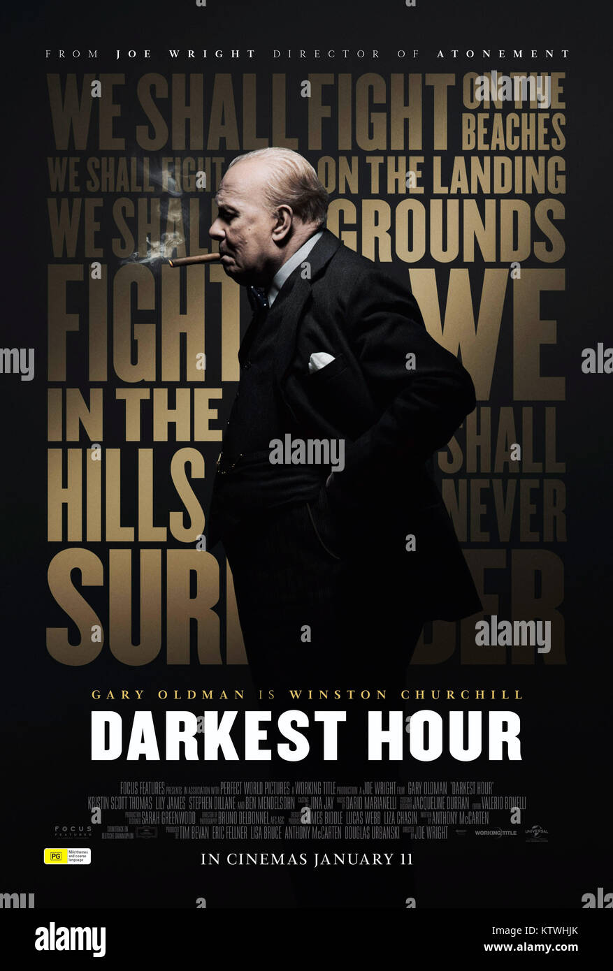DARKEST HOUR, Australian poster, Gary Oldman, as Winston Churchill ...