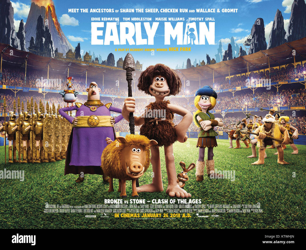 EARLY MAN, British poster, l-r: Lord Nooth (voice: Tom Hiddleston), Hog ...
