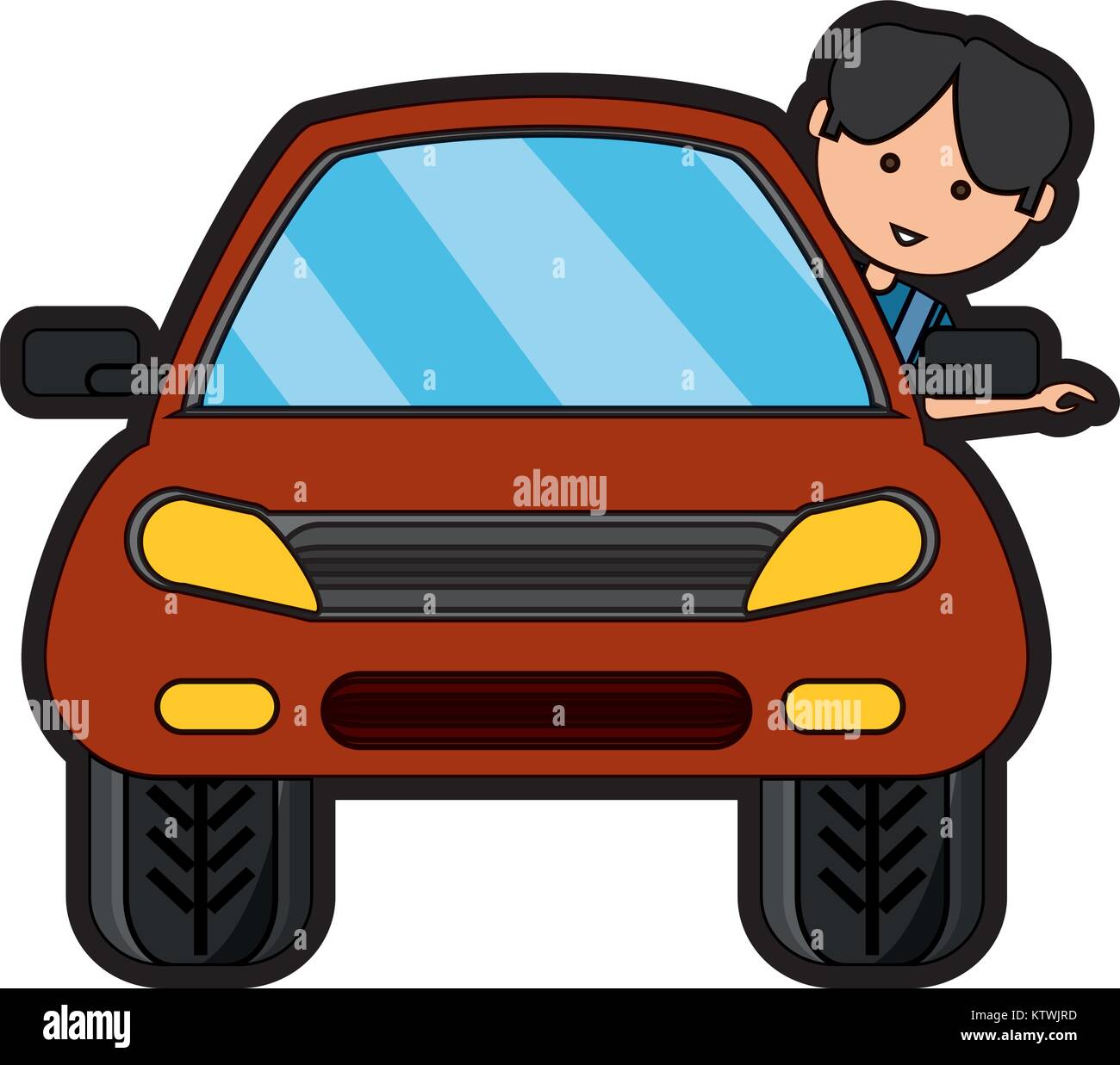 cartoon man and car icon Stock Vector Image & Art - Alamy