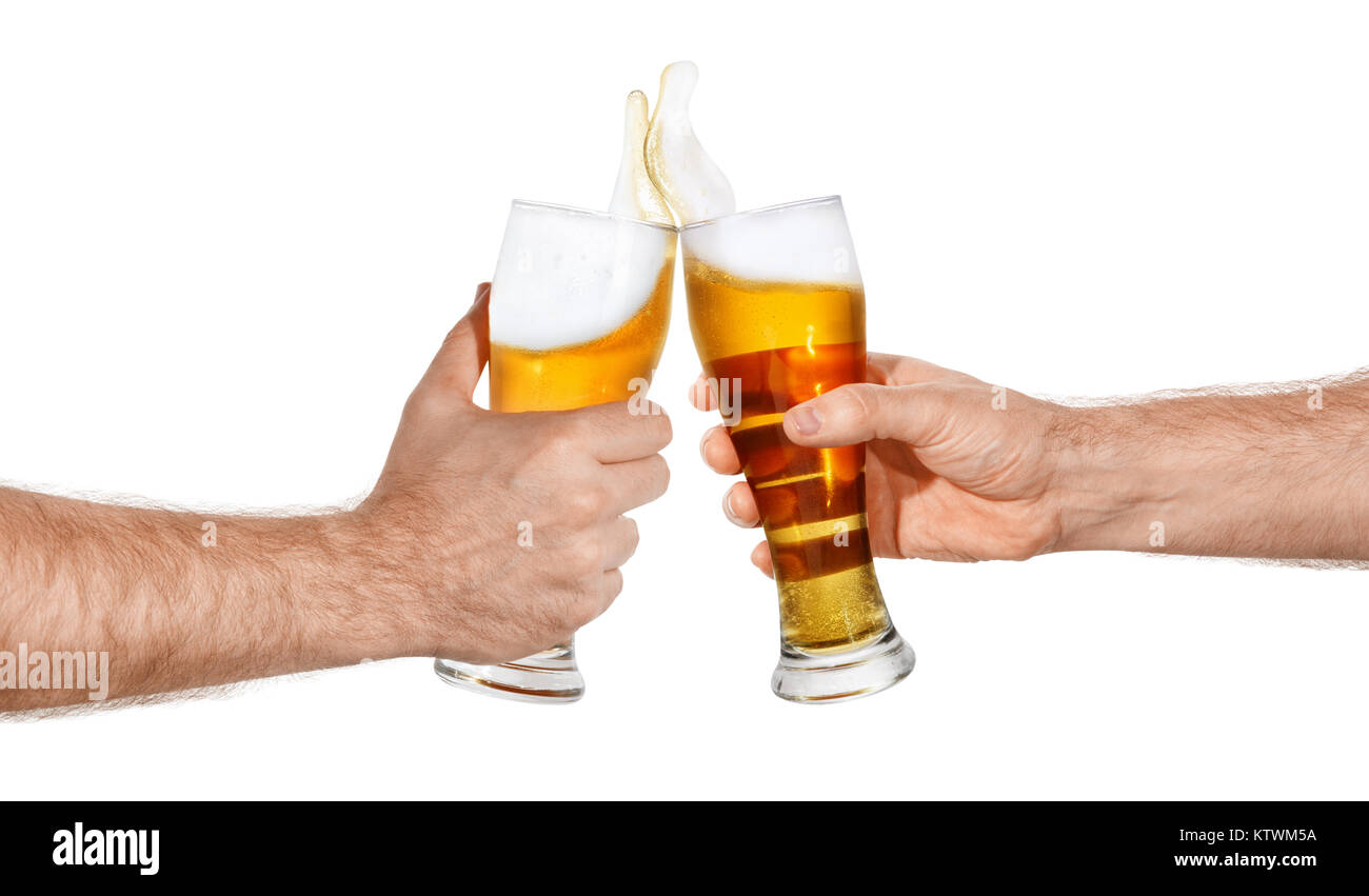 Pair beer glasses making toast hi-res stock photography and images - Alamy
