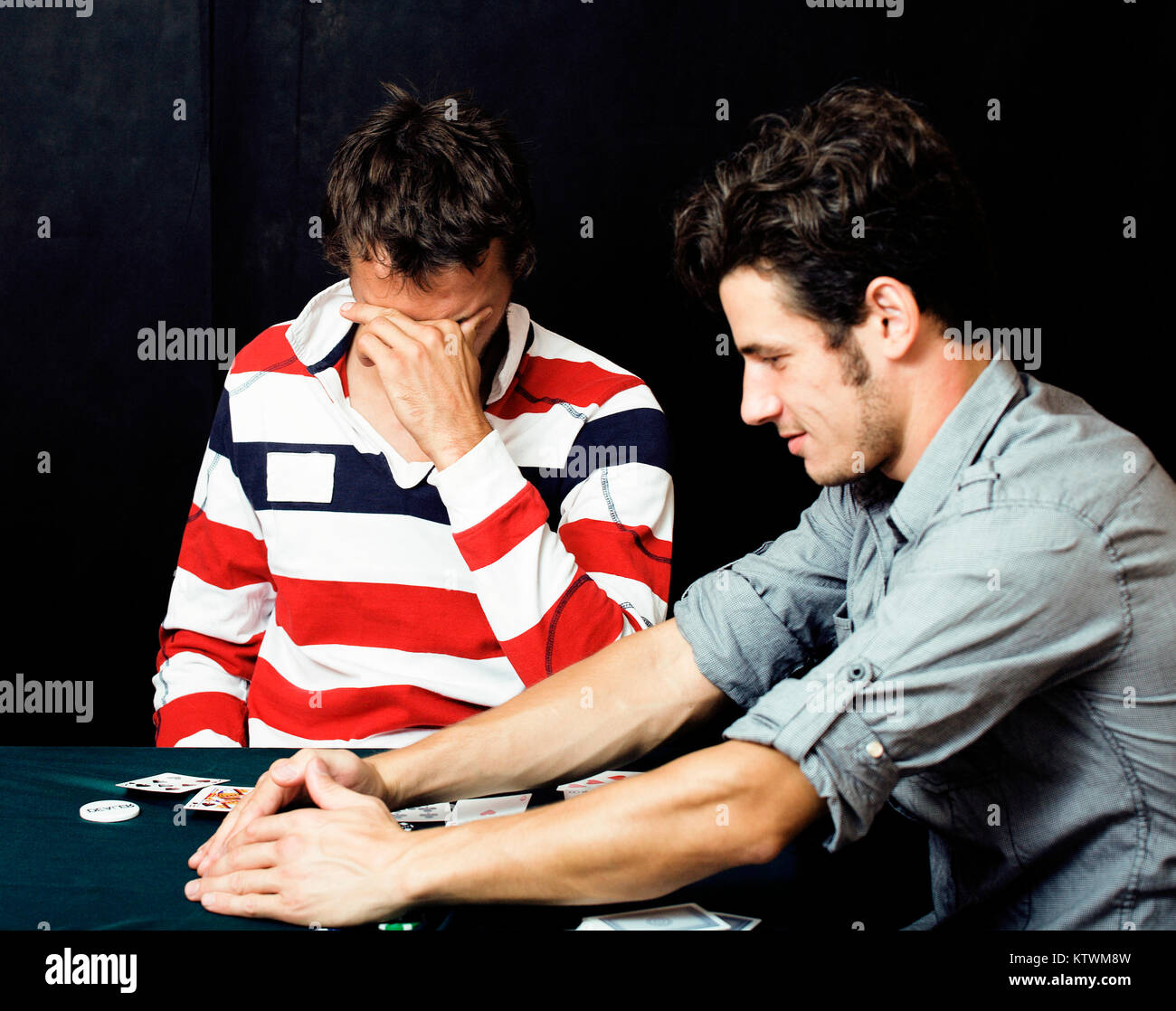 young real people playing poker, lifestyle people concept Stock Photo ...