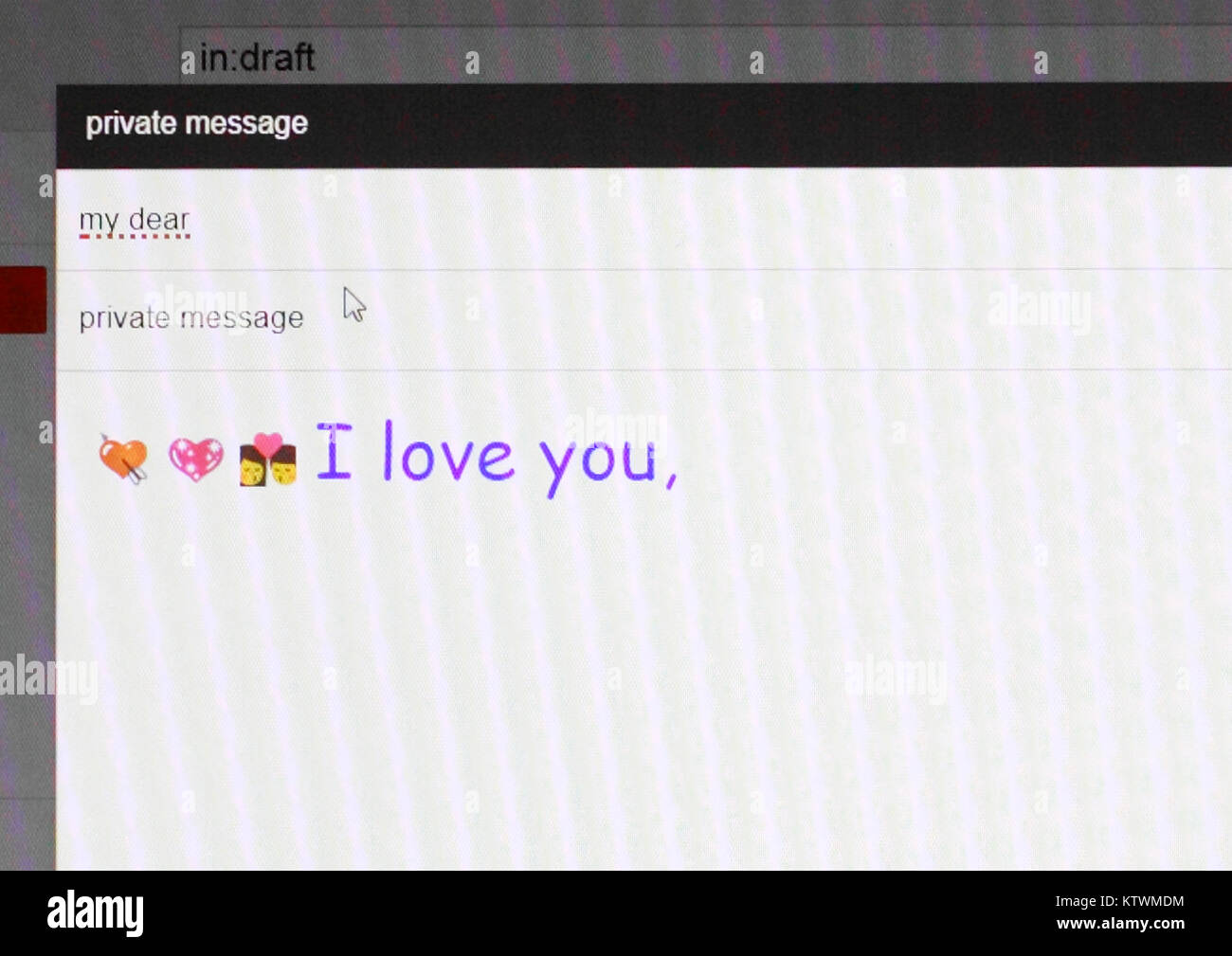 Romantic letter in a few words with various symbols. The sender ...