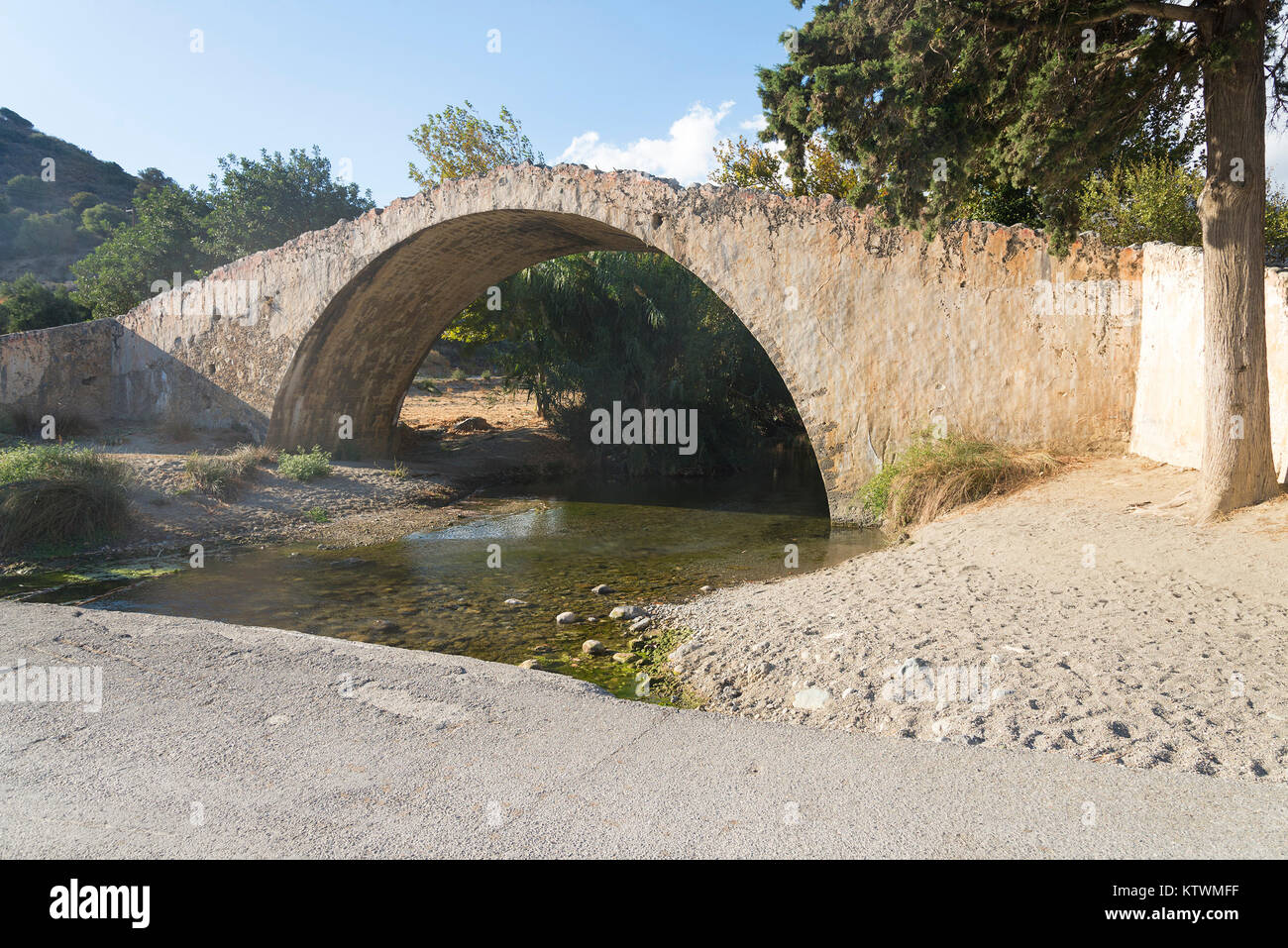 round the bridge. Traditional arch bridge. The island of Crete, Greece ...