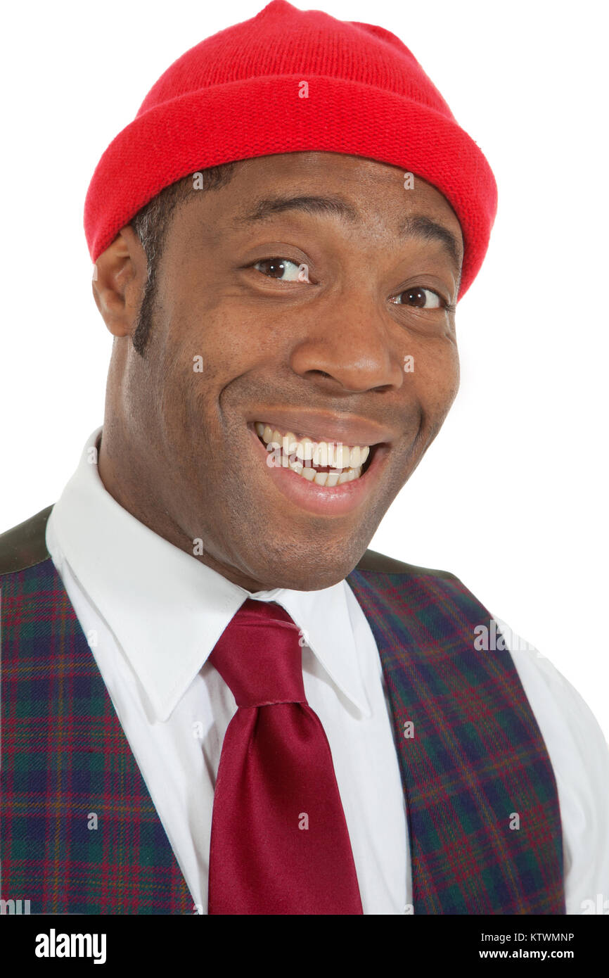 Portrait of African man with red cap Stock Photo - Alamy