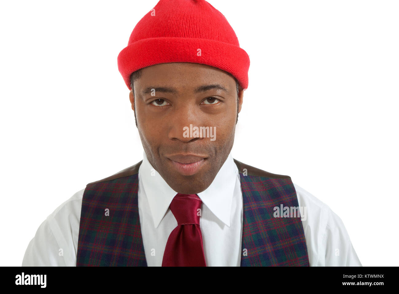 Portrait of African man with red cap Stock Photo - Alamy
