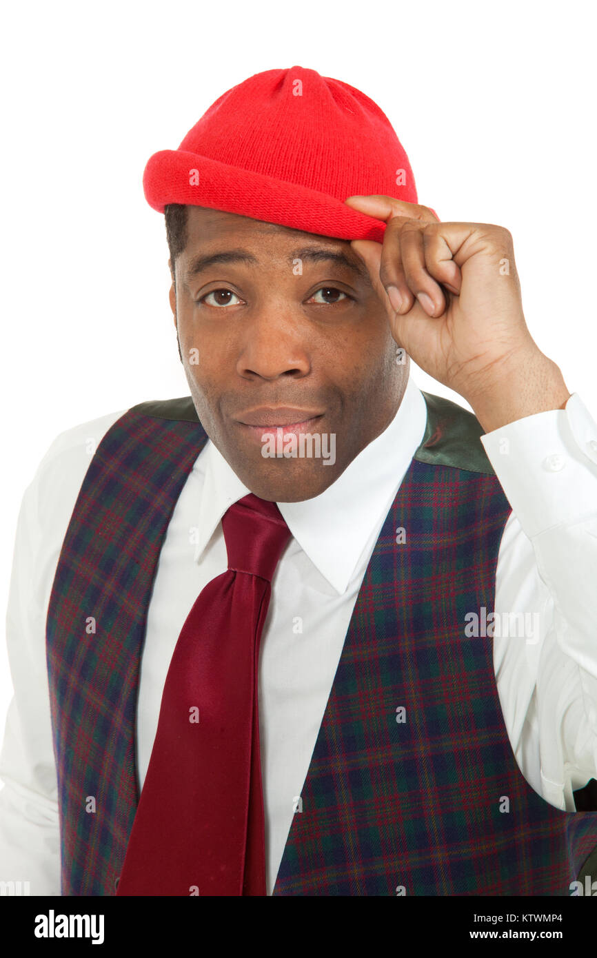 Portrait of African man with red cap Stock Photo - Alamy