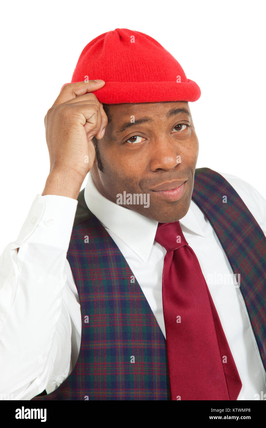 Portrait of African man with red cap Stock Photo - Alamy