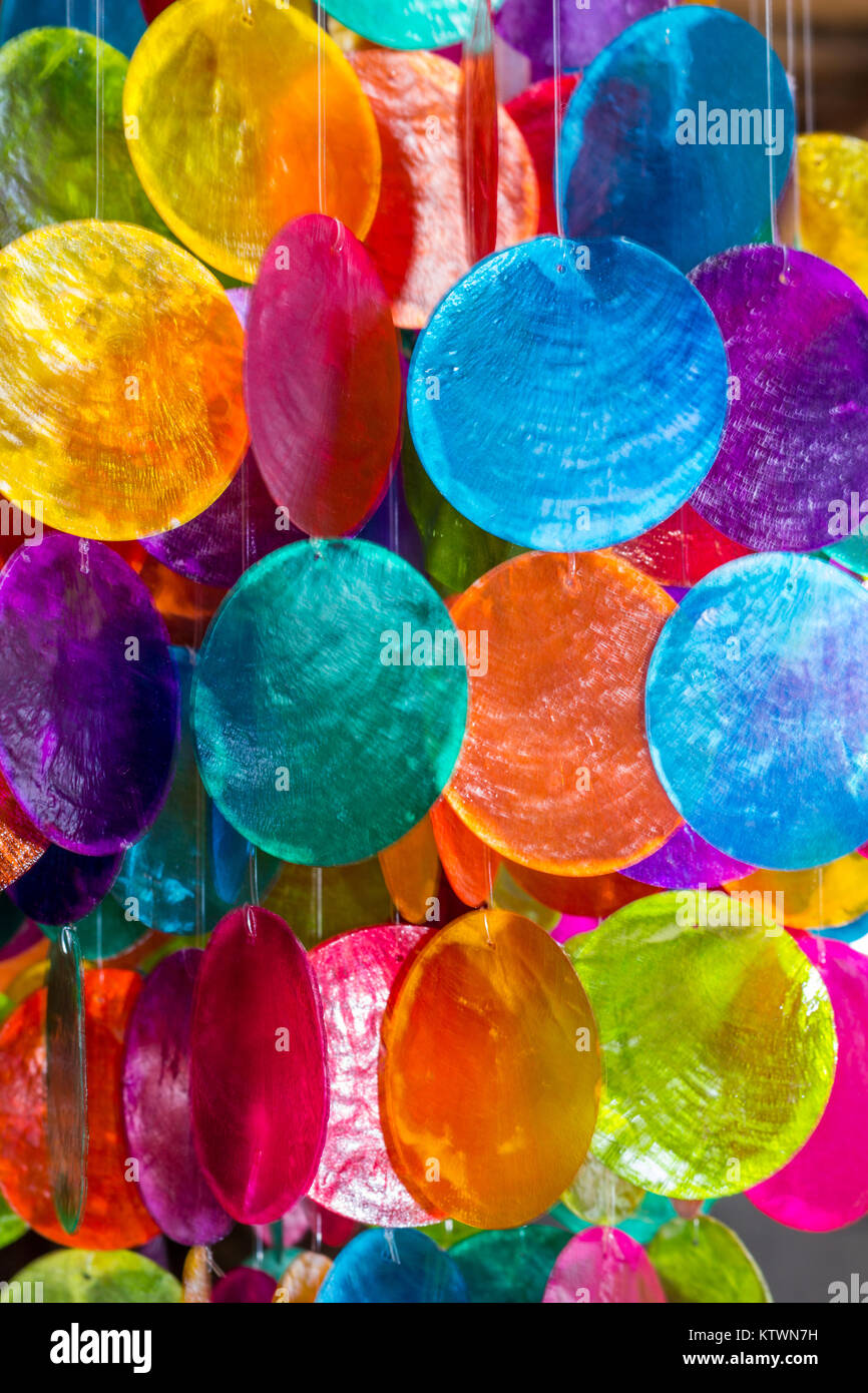 Colourful painted shell decorations Stock Photo - Alamy
