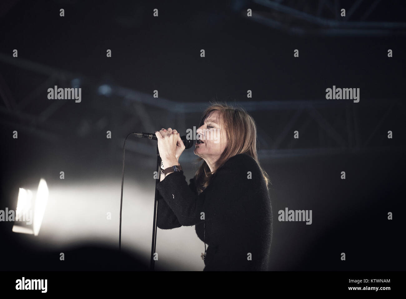 The English trip hop band Portishead performs a live concert at ...
