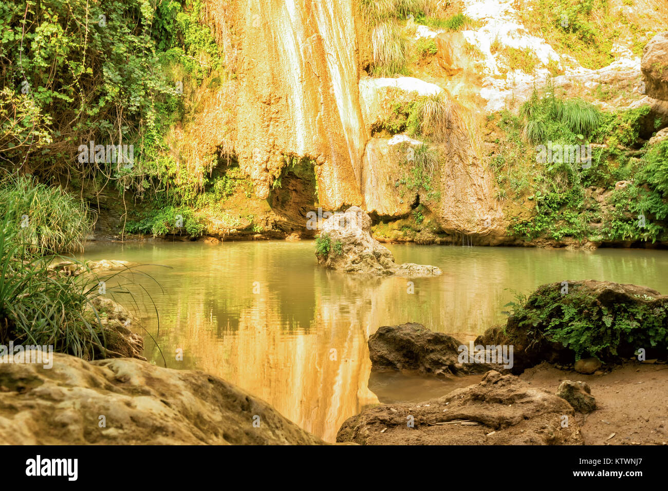 Kalamari waterfall in Peloponnese Greece. A famous touristic ...