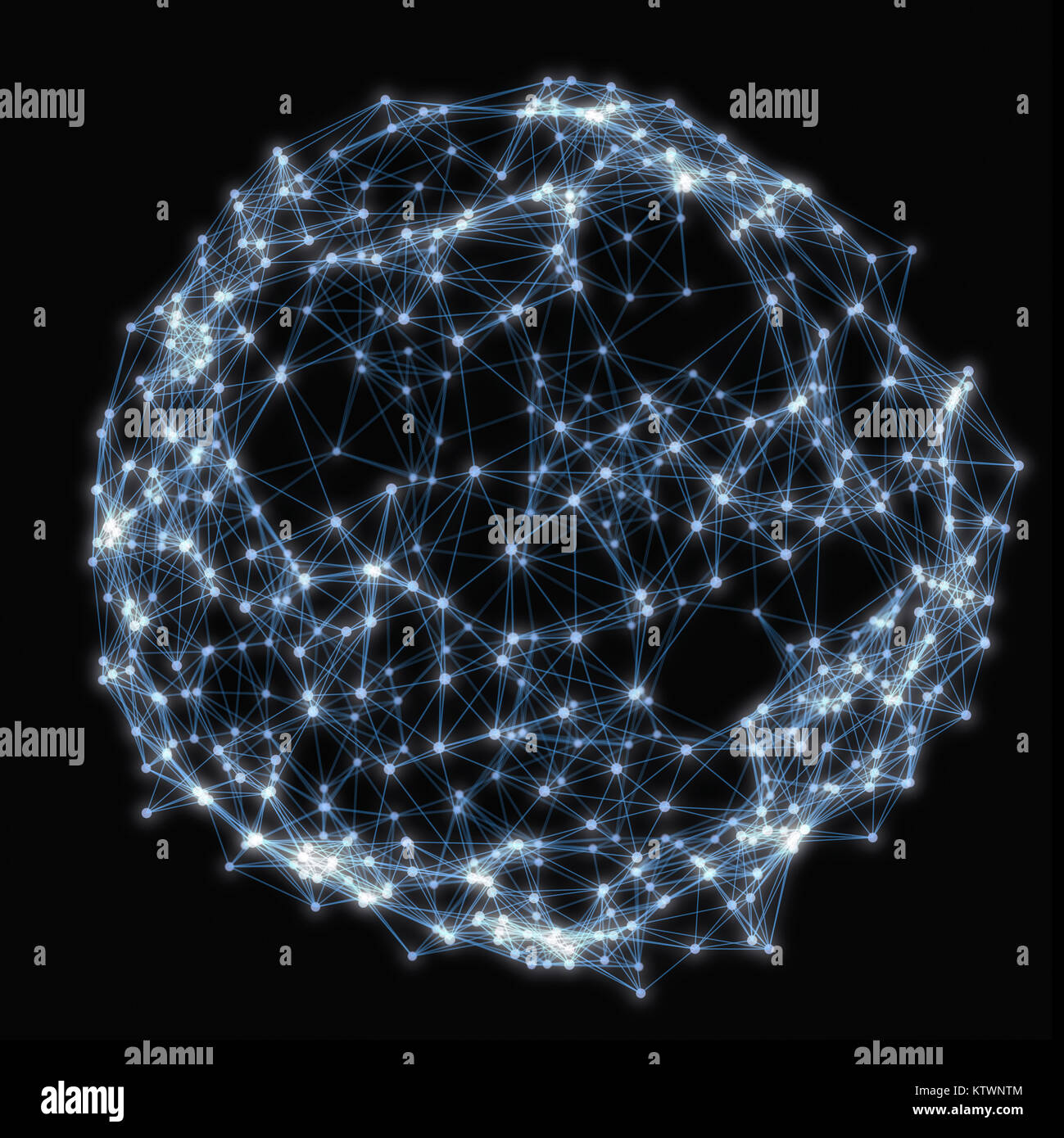 Sphere with Connected Lines and Dots Stock Photo - Alamy