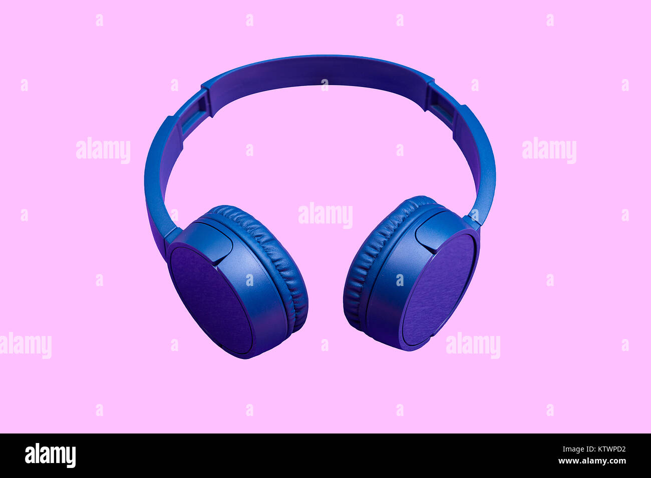 Top view on wireless headphones on vivid color background Stock Photo ...