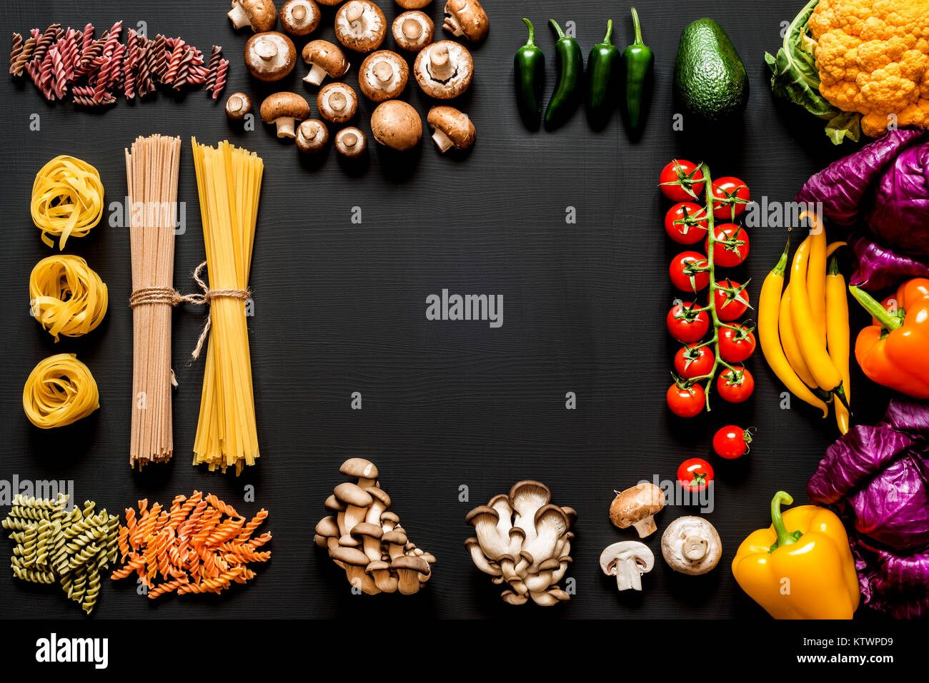 Different colorful Fresh raw ingredients for healthy vegetarian cooking ...