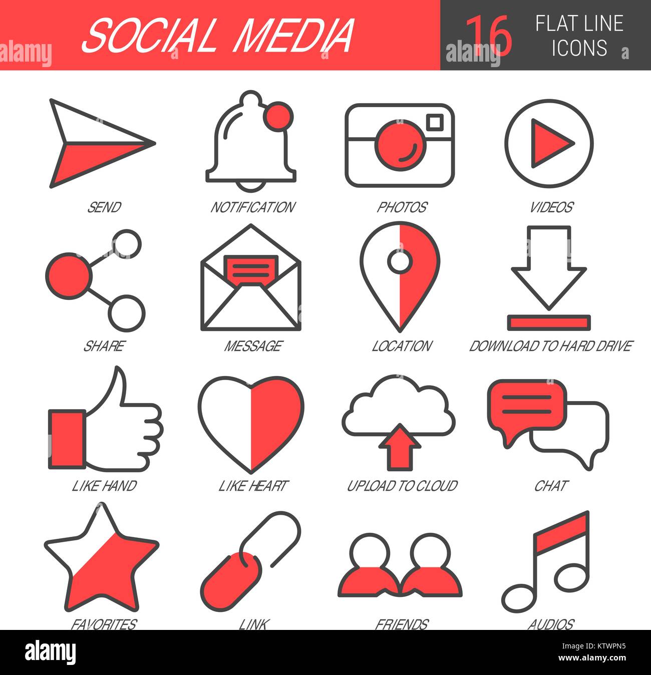 Social Media Line Icon Set Stock Vector Image & Art - Alamy