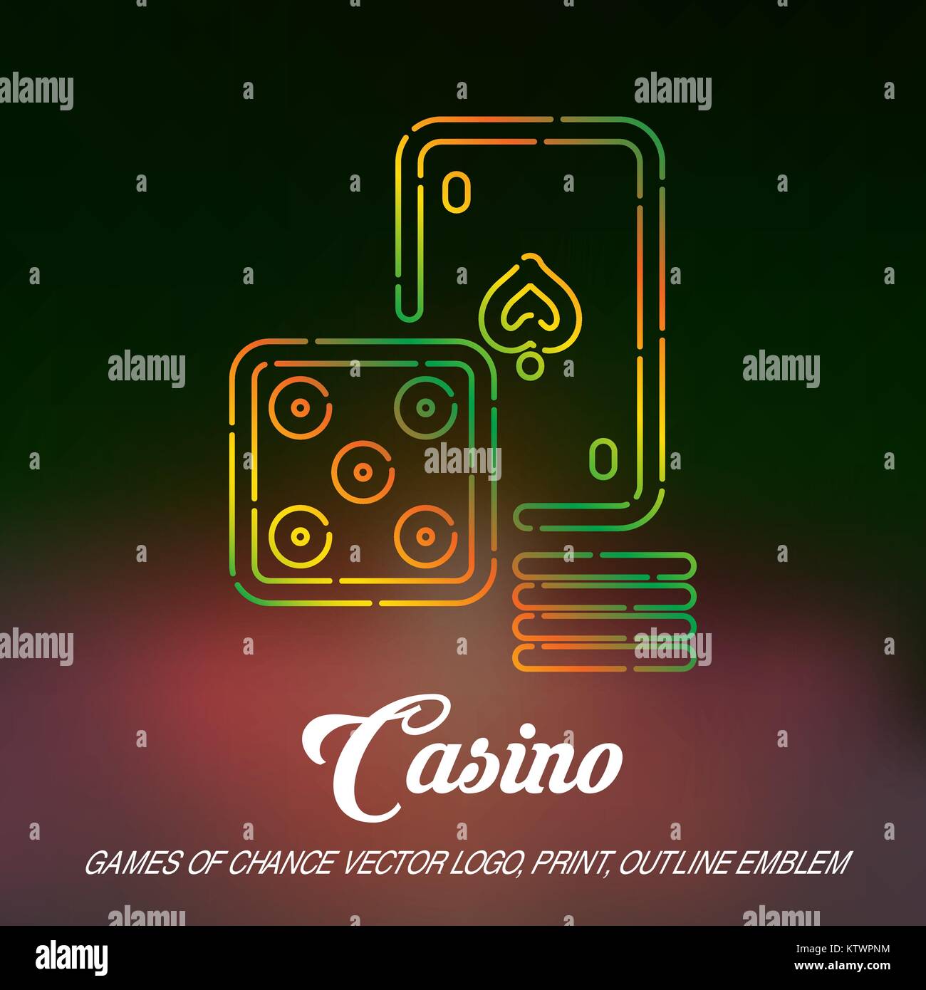 Casino, Games of Chance Vector Icon, Print, Line Art Emblem Stock ...