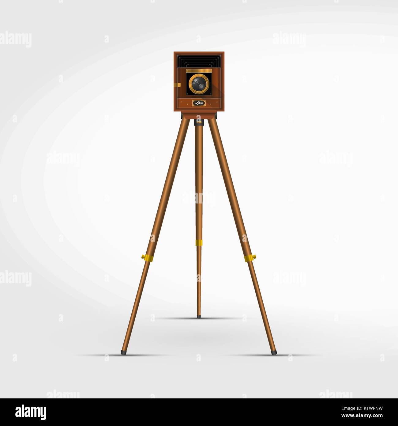 Old Retro Wooden Photo Camera on a Tripod. 3D Realistic Vector ...