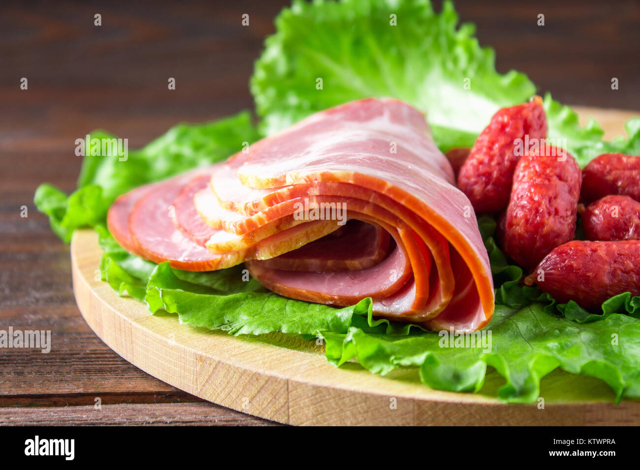 Assorted meat products including ham and sausages Stock Photo - Alamy