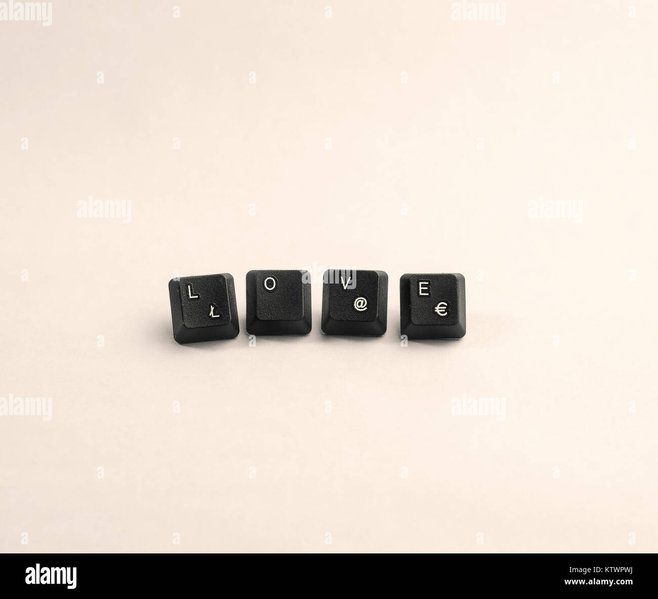 Love spelled out using keyboard keys, black and white Stock Photo - Alamy