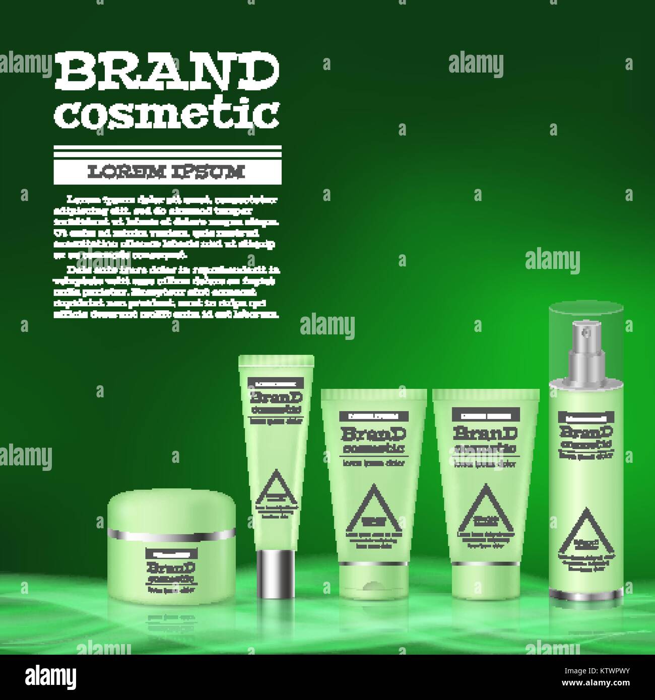 3D realistic cosmetic bottle ads template. Cosmetic brand advertising ...