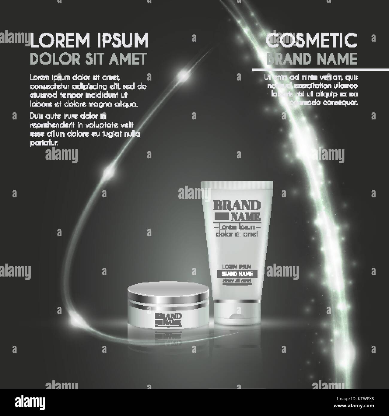 3D realistic cosmetic bottle ads template. Cosmetic brand advertising ...