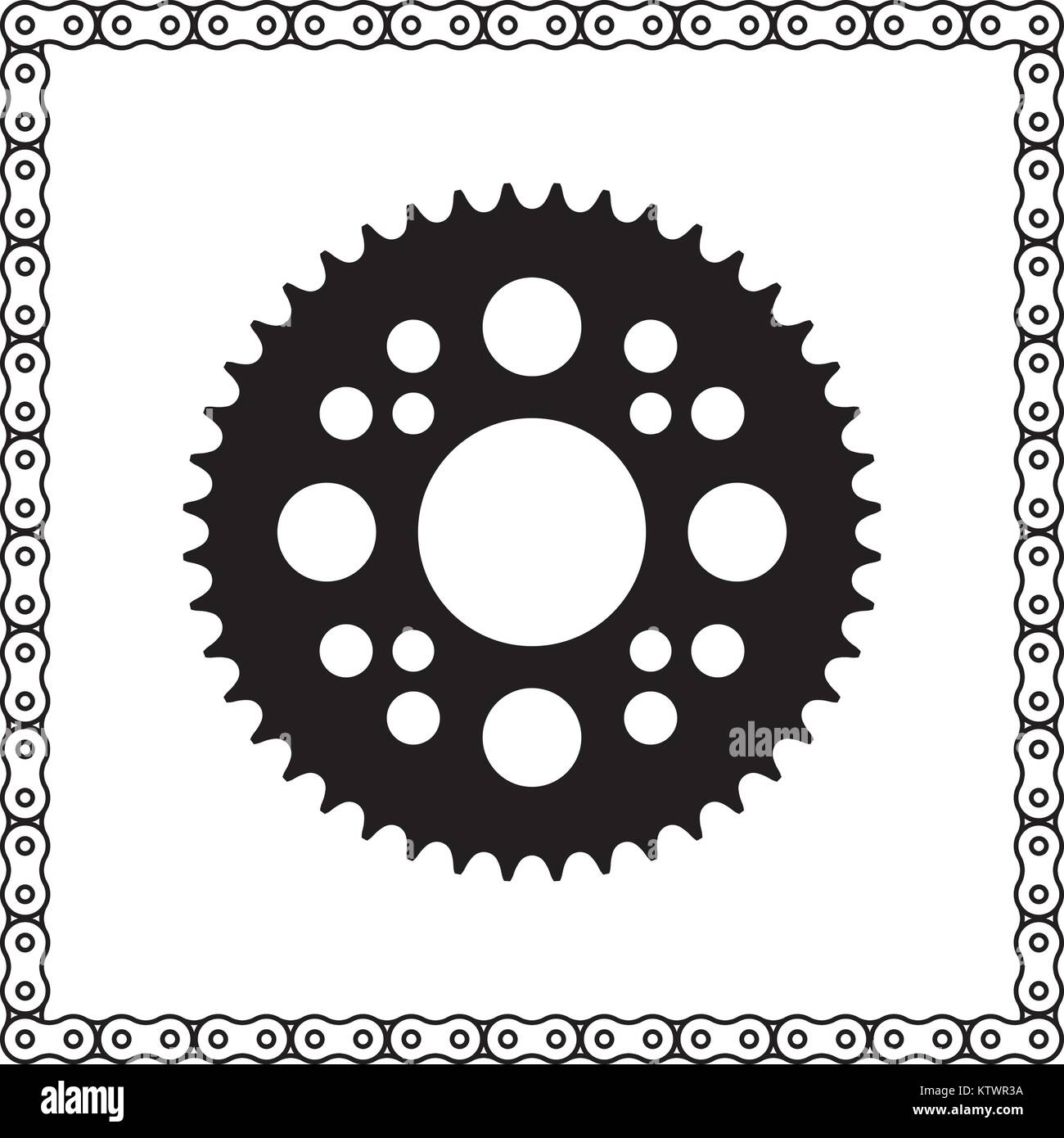 Set of sprocket wheel and chain. Vector illustration Stock Vector Image ...