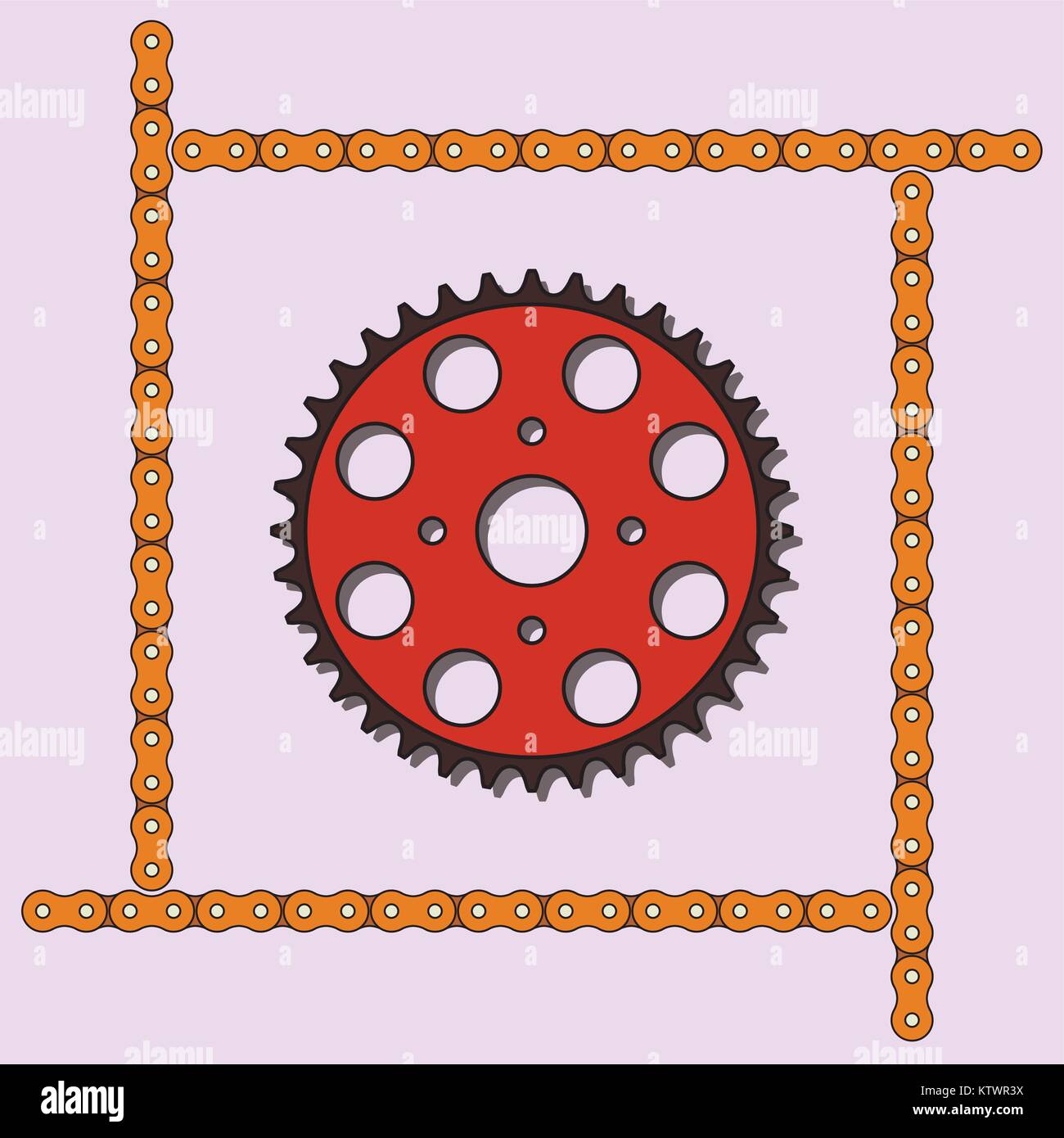 Set of sprocket wheel and chain. Vector illustration Stock Vector Image ...