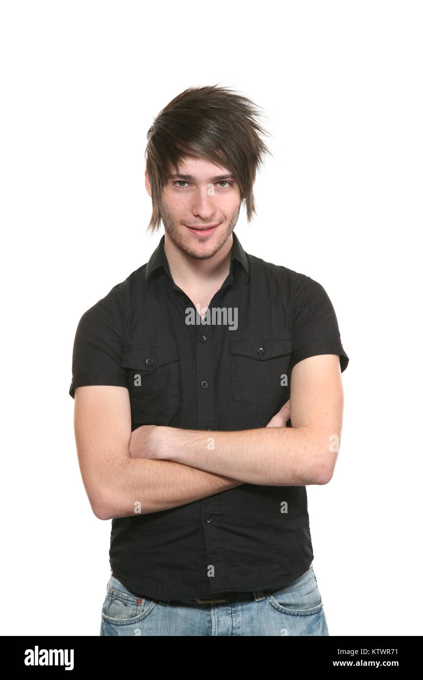 young man photo studio portrait, white background Stock Photo - Alamy