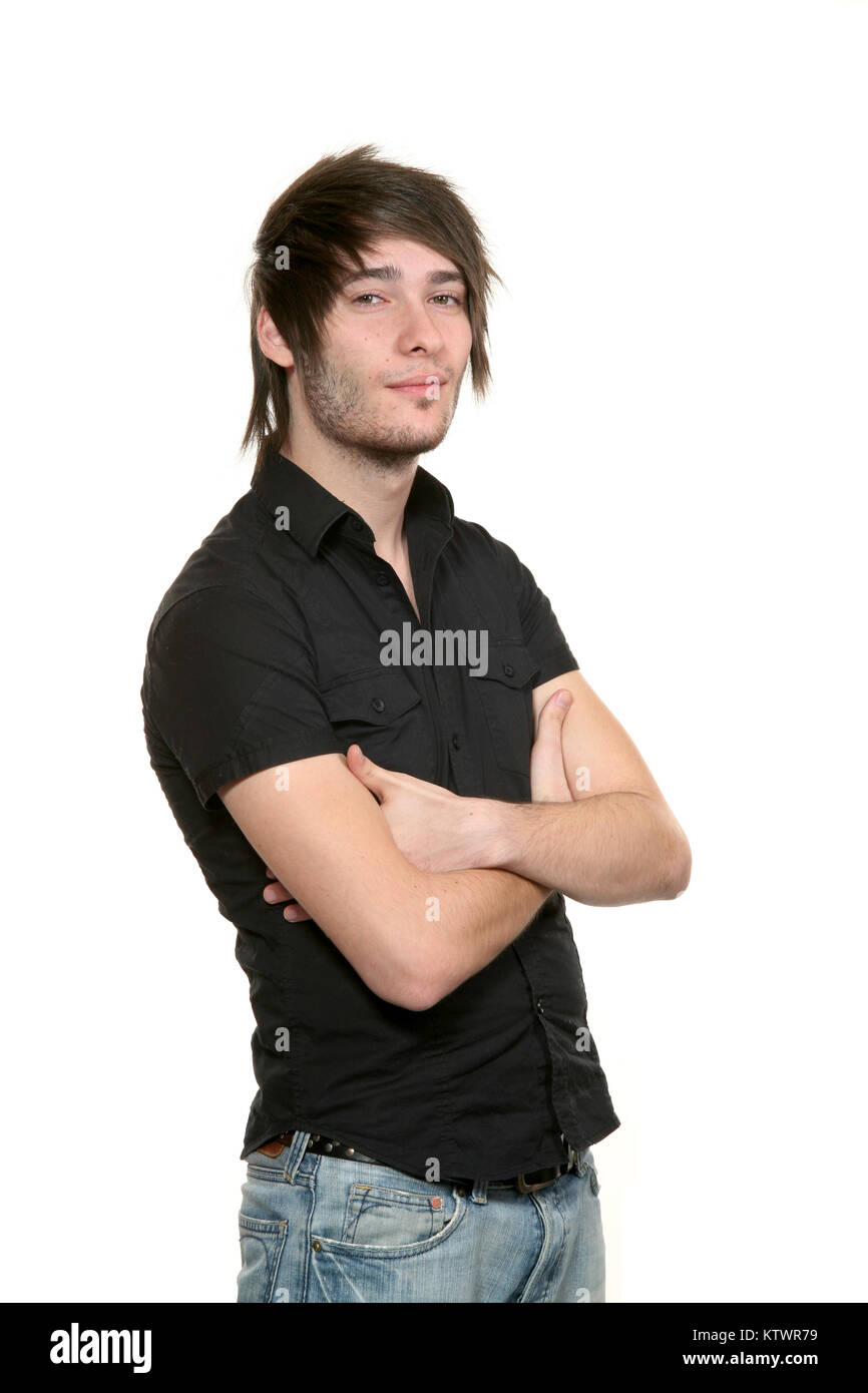 young man photo studio portrait, white background Stock Photo - Alamy
