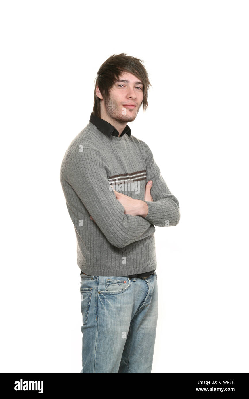 young man photo studio portrait, white background Stock Photo - Alamy