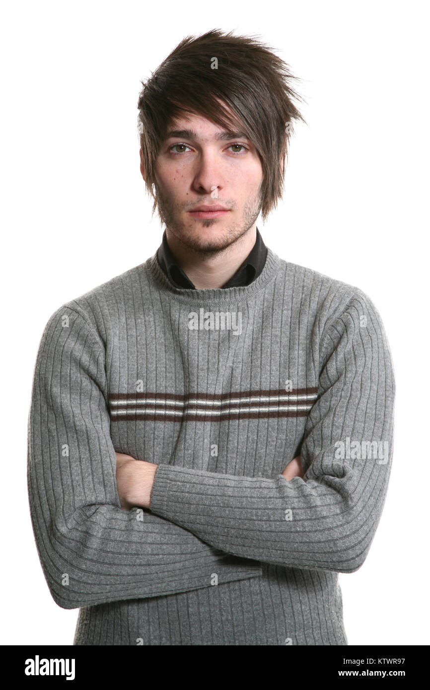 young man photo studio portrait, white background Stock Photo - Alamy