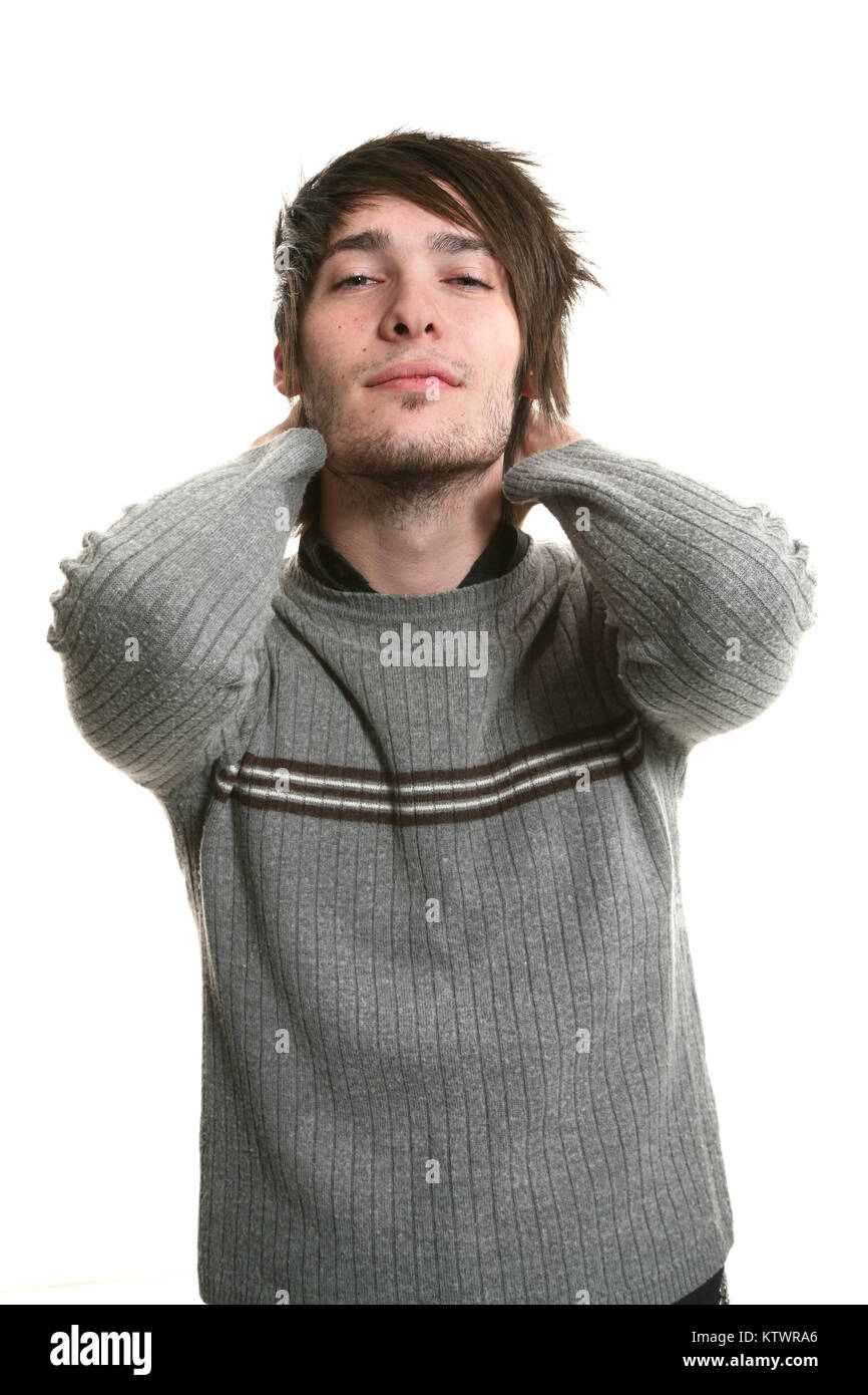 young man photo studio portrait, white background Stock Photo - Alamy