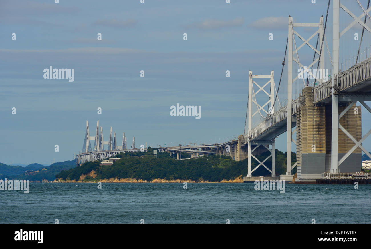 Okayama, Japan - Oct 5, 2017. View of Seto Ohashi Bridge in Okayama ...