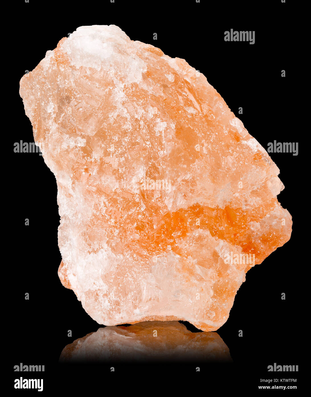 Raw, unprocessed crystal salt stone (NaCl) from Pakistan over black ...