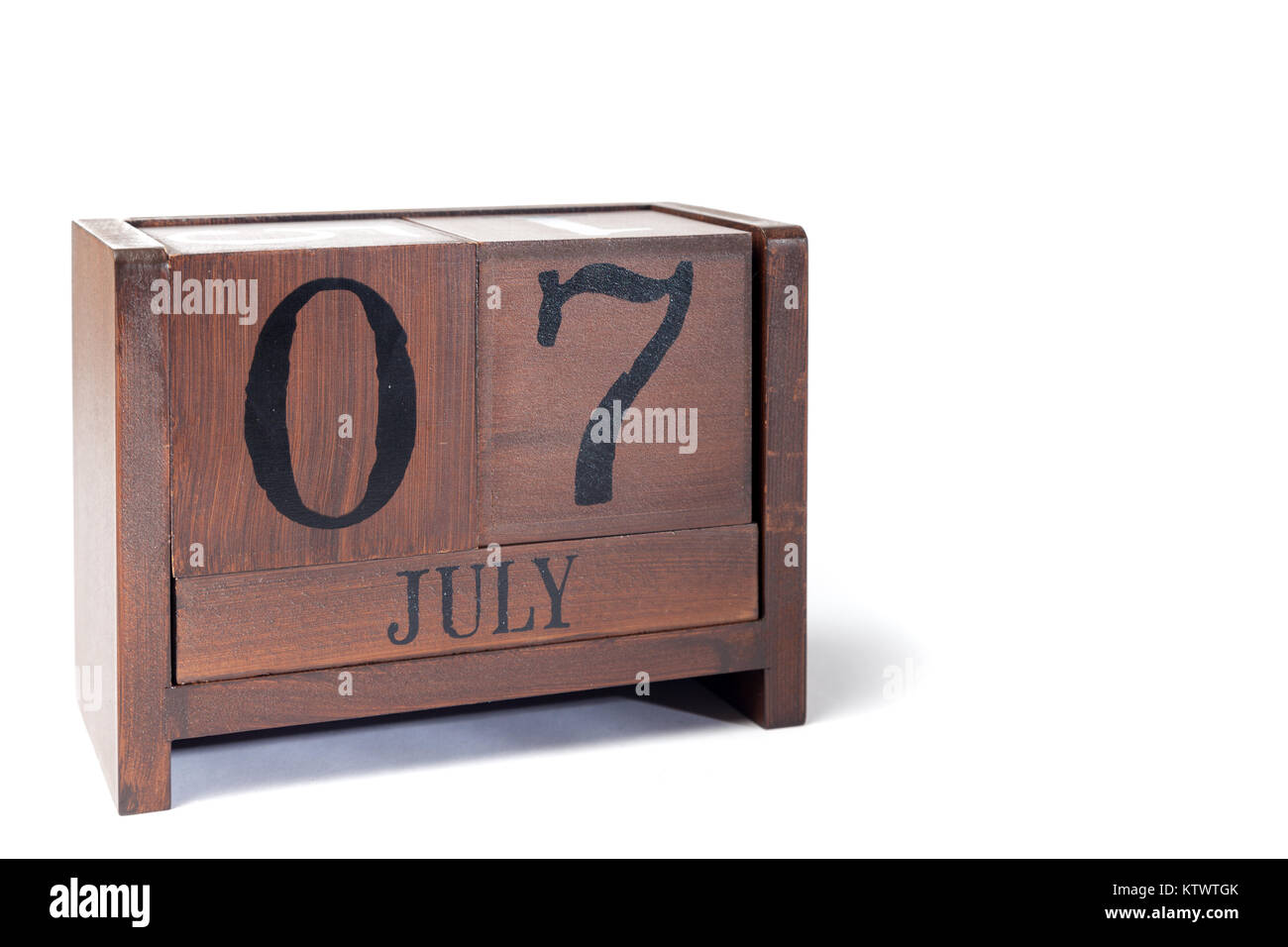 Wooden Perpetual Calendar set to July 7th Stock Photo - Alamy