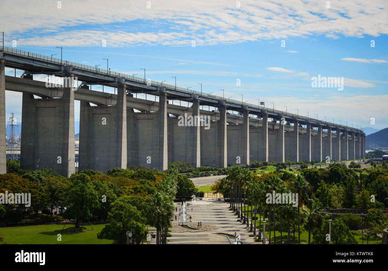 Okayama, Japan - Oct 5, 2017. Part of Seto Ohashi Bridge in Okayama ...