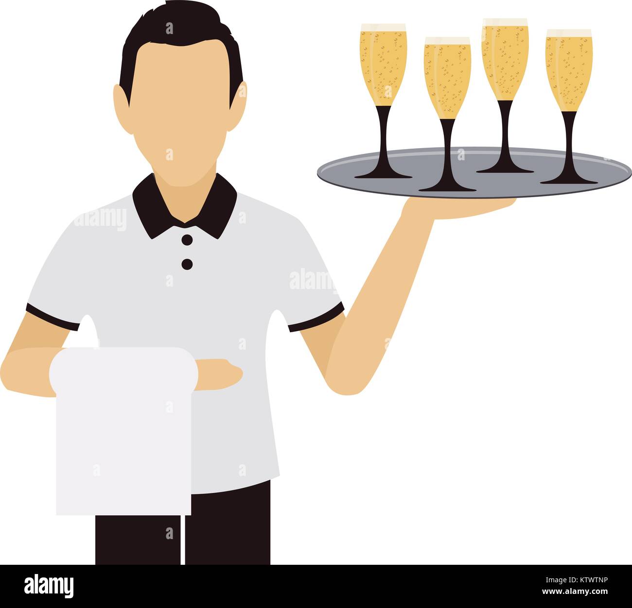 Waiter holding glasses of champagne Stock Vector Image & Art - Alamy