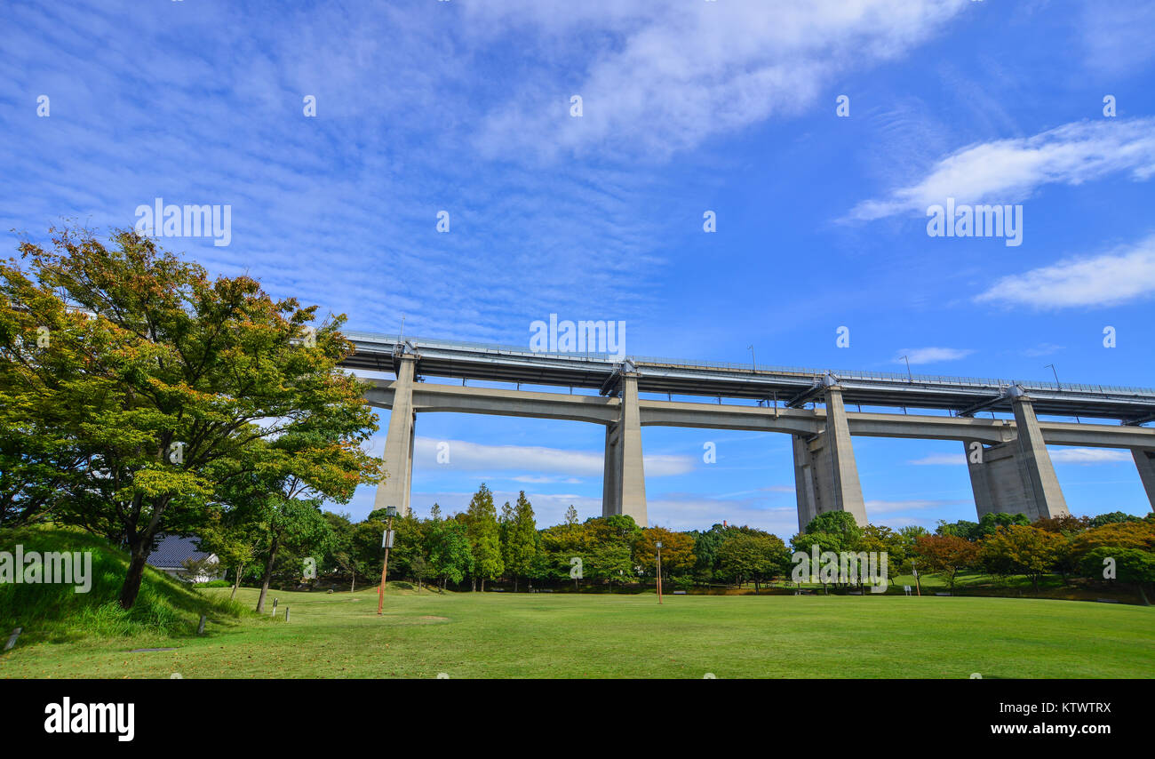 Okayama, Japan - Oct 5, 2017. Great Seto Bridge with the park in ...