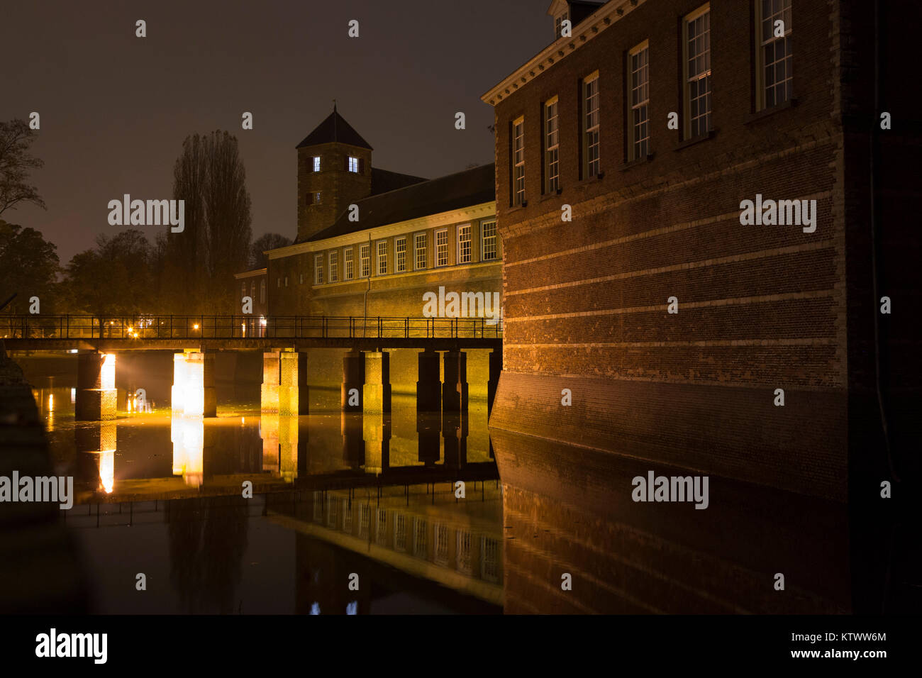 The castle (Kasteel van Breda) at night in Breda, the Netherlands. The ...
