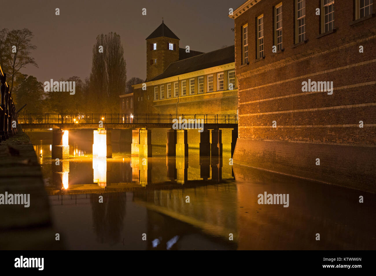 The castle (Kasteel van Breda) at night in Breda, the Netherlands. The ...
