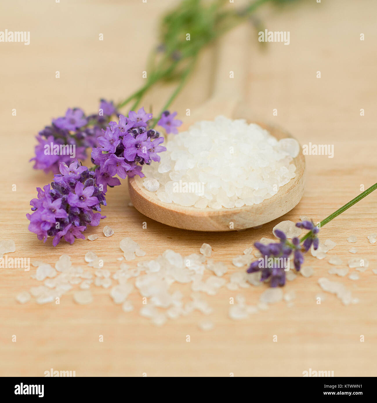 Lavender Bath Salt - Spa Background Stock Photo - Alamy