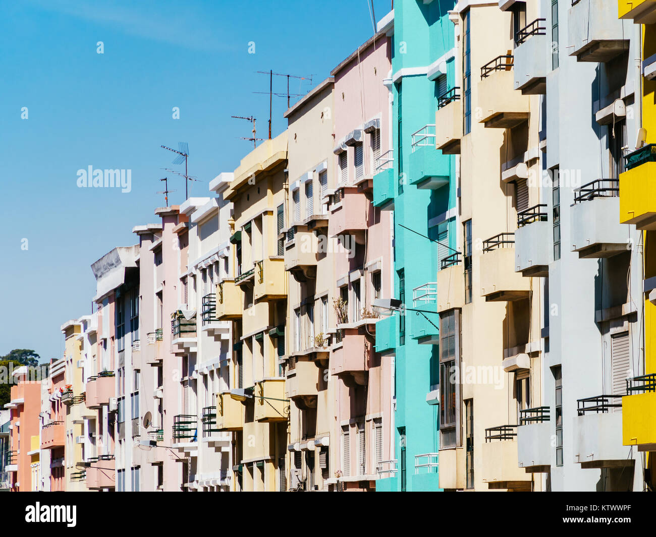Classic Apartment Building Block Exterior Facade In Lisbon, Portugal ...